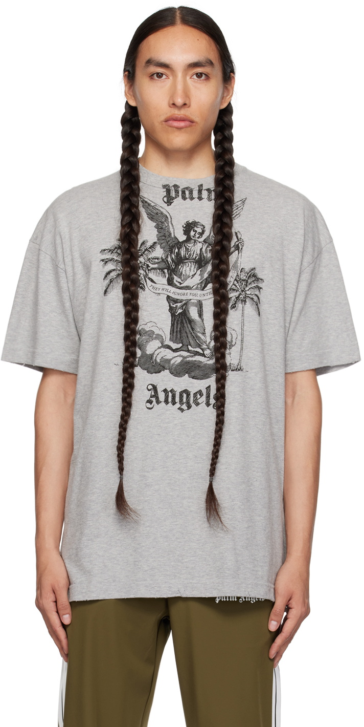 Palm Angels Gray University T-Shirt Palm Angels