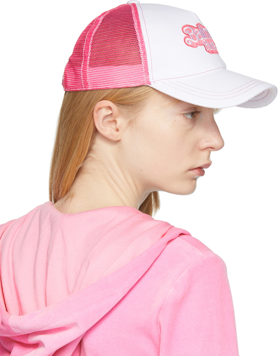 Balmain White & Pink Barbie Edition Barbie Trucker Cap Balmain