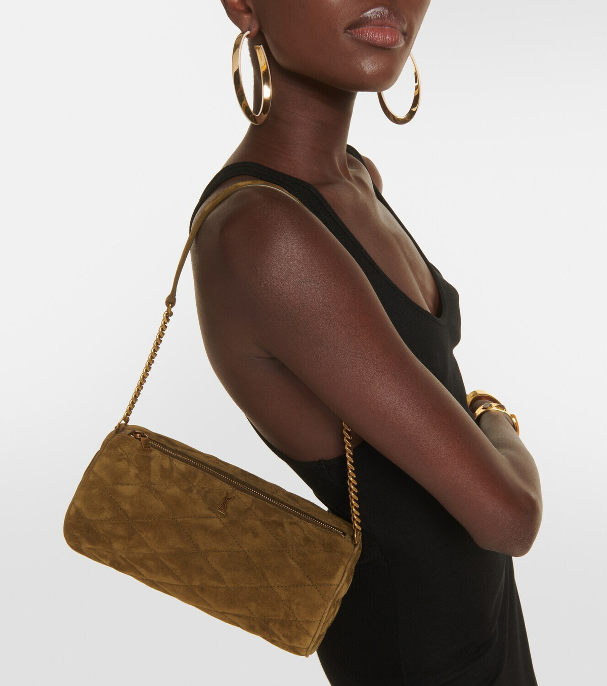 Saint Laurent Sade Small quilted suede shoulder bag Saint Laurent