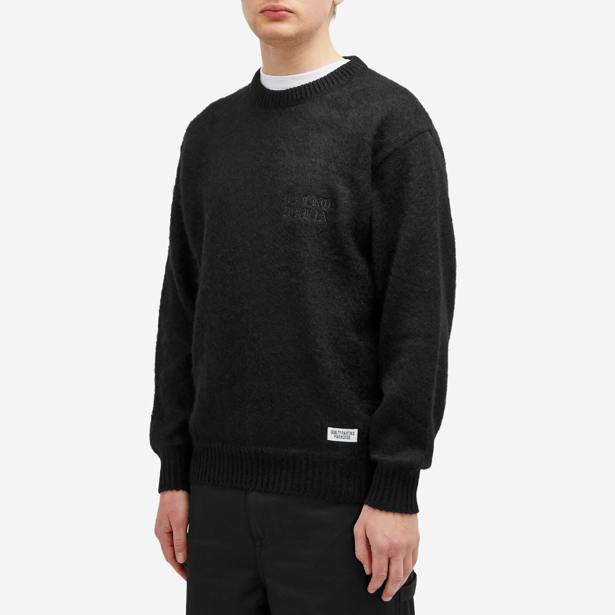 Wacko Maria Men's Logo Mohair Sweater in Black Wacko Maria