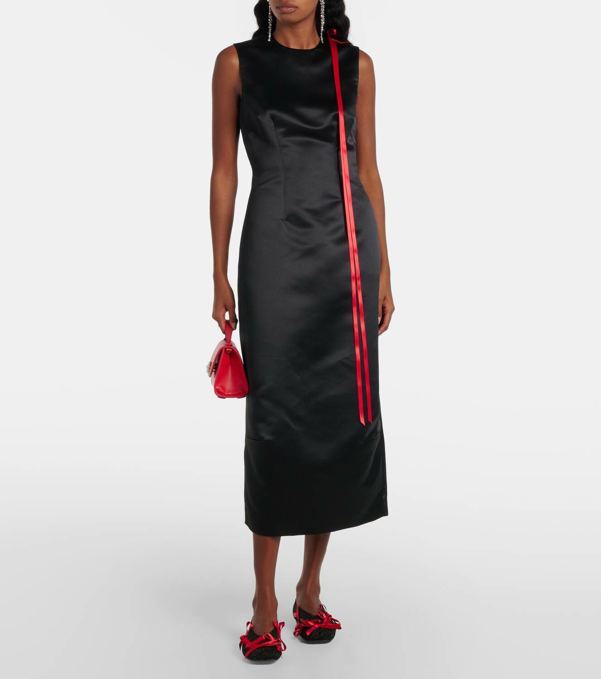 Simone Rocha Bow-detail satin midi dress Simone Rocha