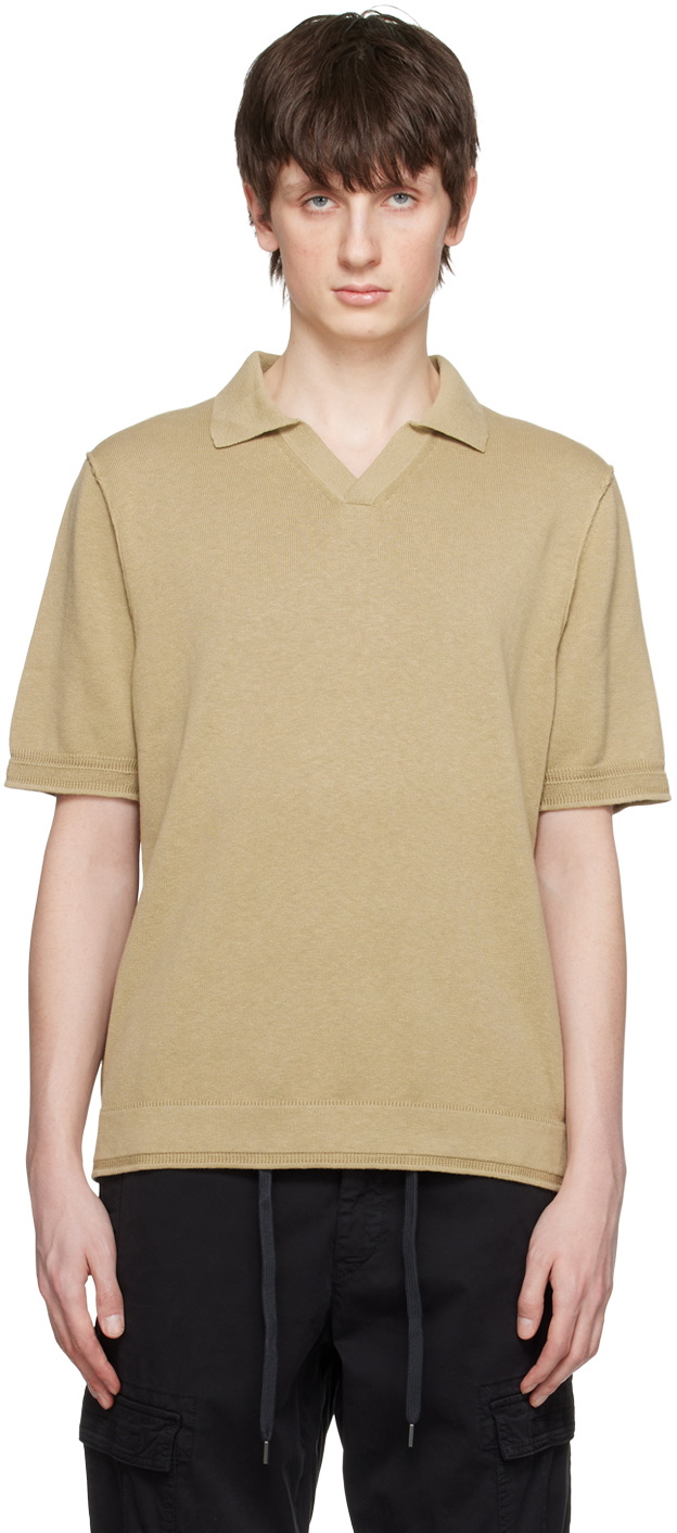 BOSS Brown Open Collar Polo BOSS