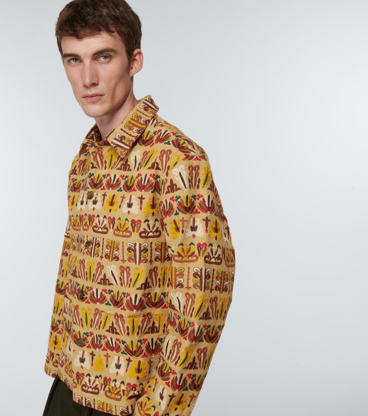 Bode - Embroidered linen jacket Bode