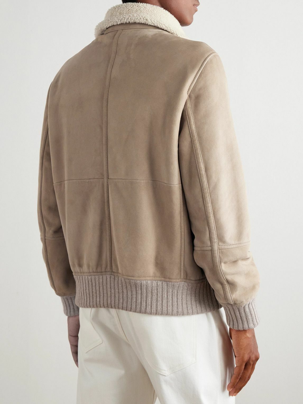 Brunello Cucinelli - Cashmere-Trimmed Shearling Jacket - Brown Brunello ...