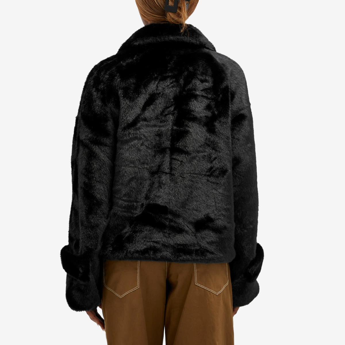 Meotine Women's Kelly Faux Fur Jacket in Black Meotine