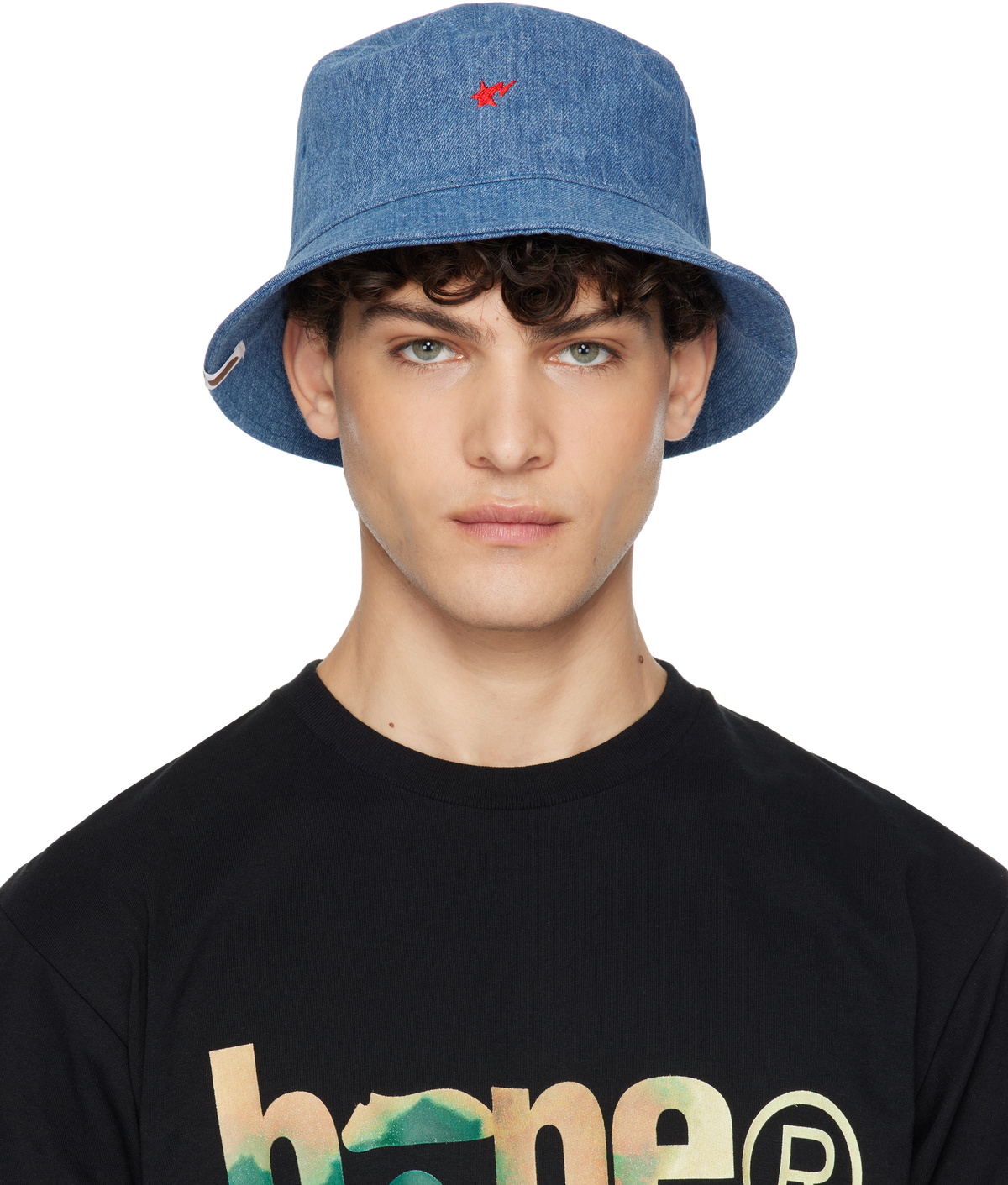 BAPE Blue Embroidered Logo Denim Bucket Hat A Bathing Ape