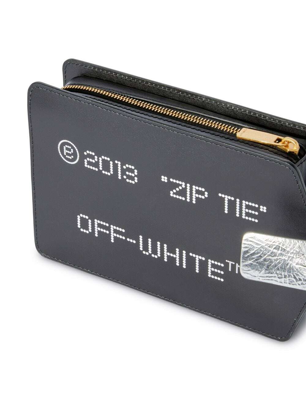 OFF-WHITE - Zip Tie Medium Leather Clutch Off-White