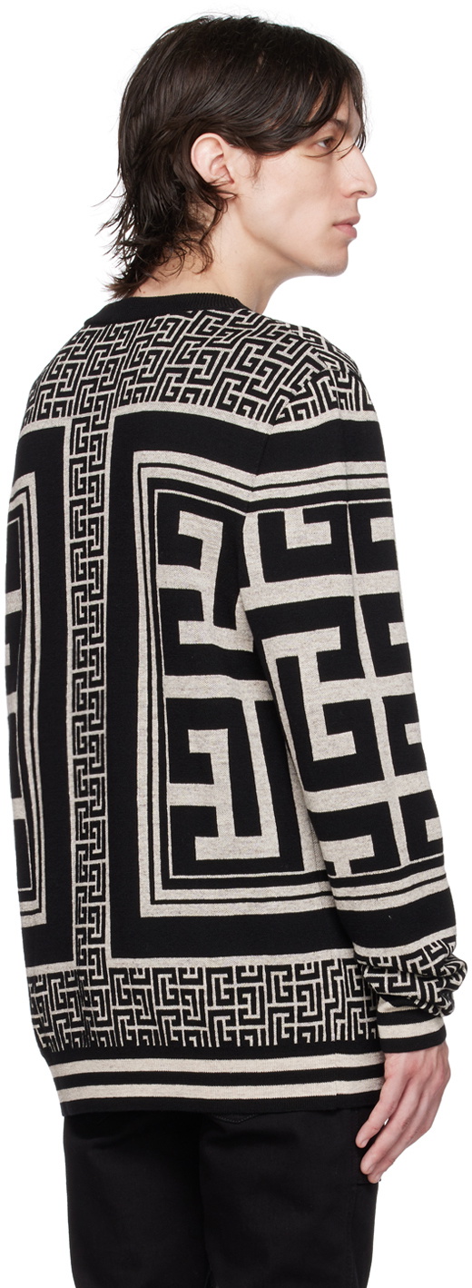Balmain Black & Off-White Monogram Sweater Balmain