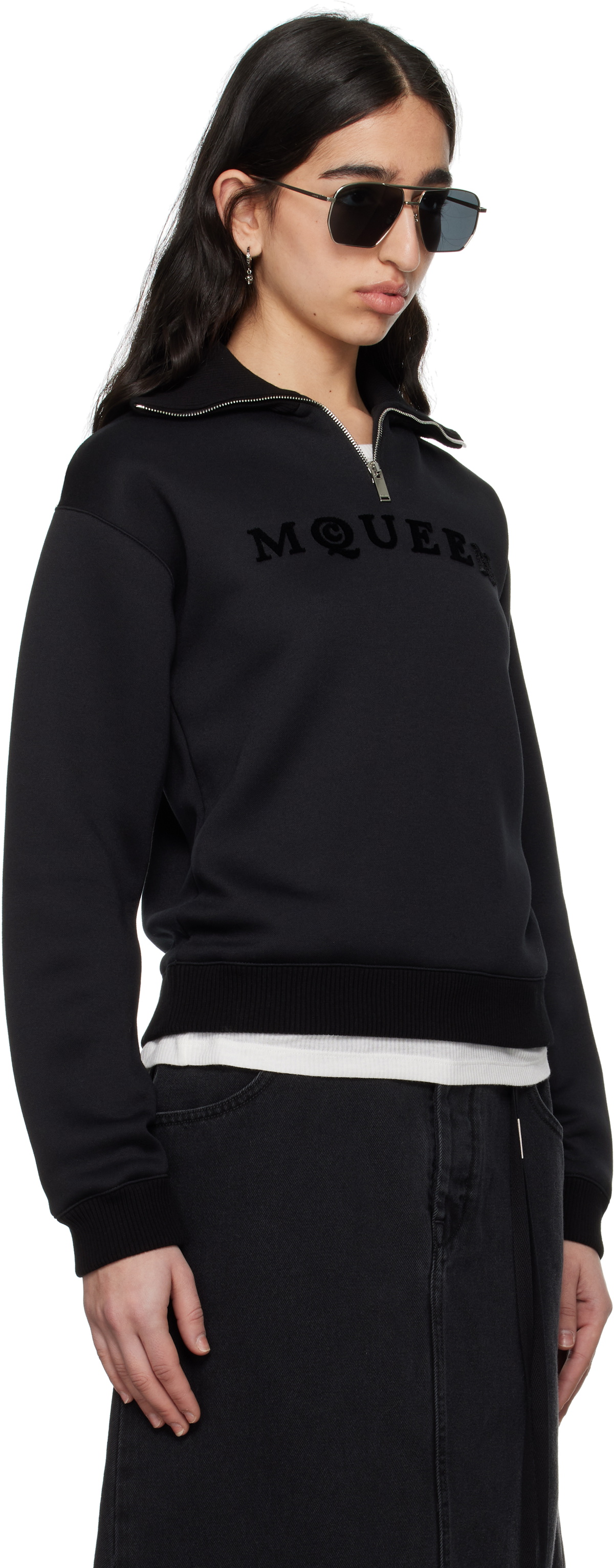 McQueen Black Cut & Sew Sweatshirt Alexander McQueen