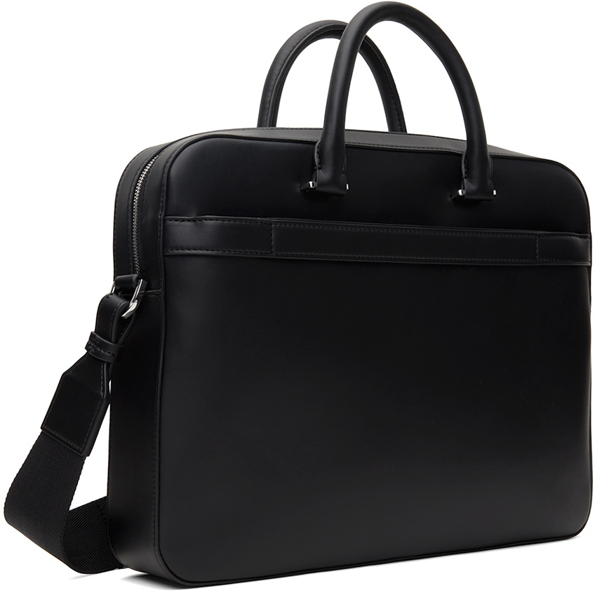 BOSS Black Faux-Leather Signature Stripe Trim Briefcase BOSS