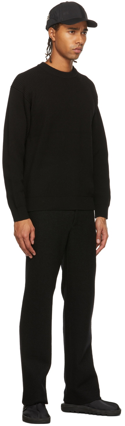 AURALEE Black Wool Rib Knit Sweater Auralee