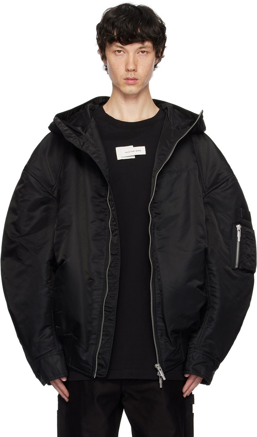 Feng Chen Wang Black Oversized Nylon Jacket Feng Chen Wang