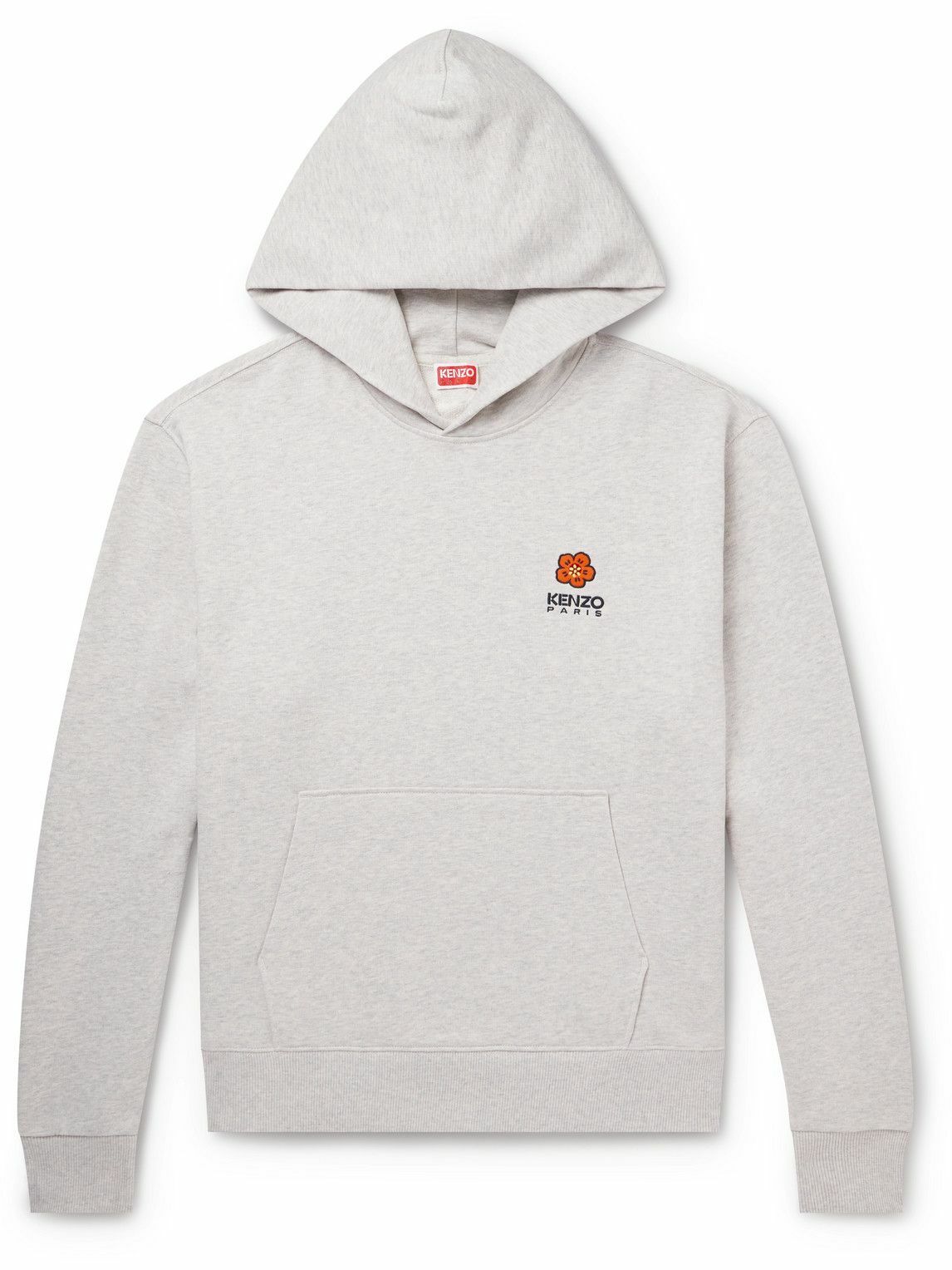 KENZO - Boke Logo-Embroidered Cotton-Jersey Hoodie - Gray Kenzo
