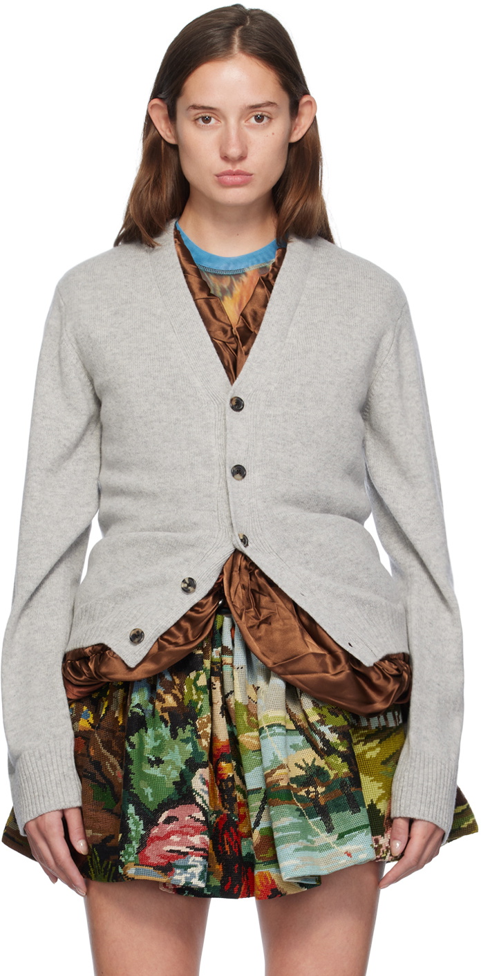 JW Anderson Gray Satin Lined Cardigan JW Anderson