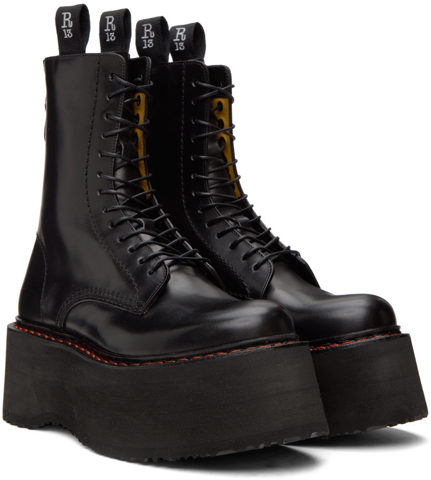 R13 Black Double Stack Boots R13