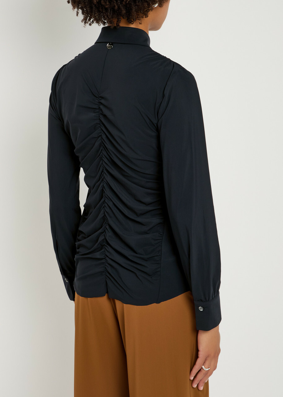 High Tether Ruched Stretch-jersey Shirt Blue HIGH