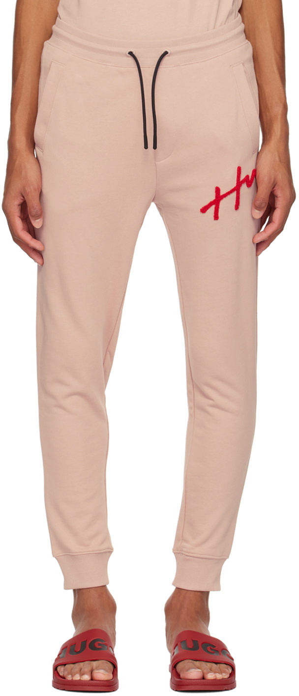 Hugo Pink Embroidered Lounge Pants Hugo Boss