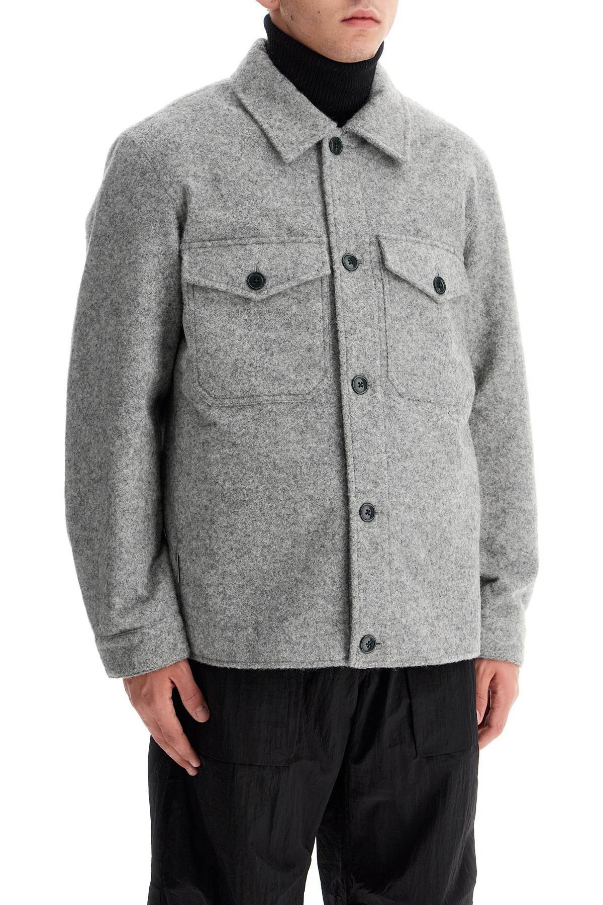 WOOLRICH reflective wool blend shirt jacket Grey Woolrich