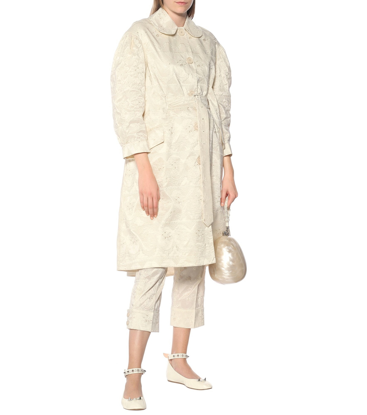 Simone Rocha - Lace-taffeta duster coat Simone Rocha