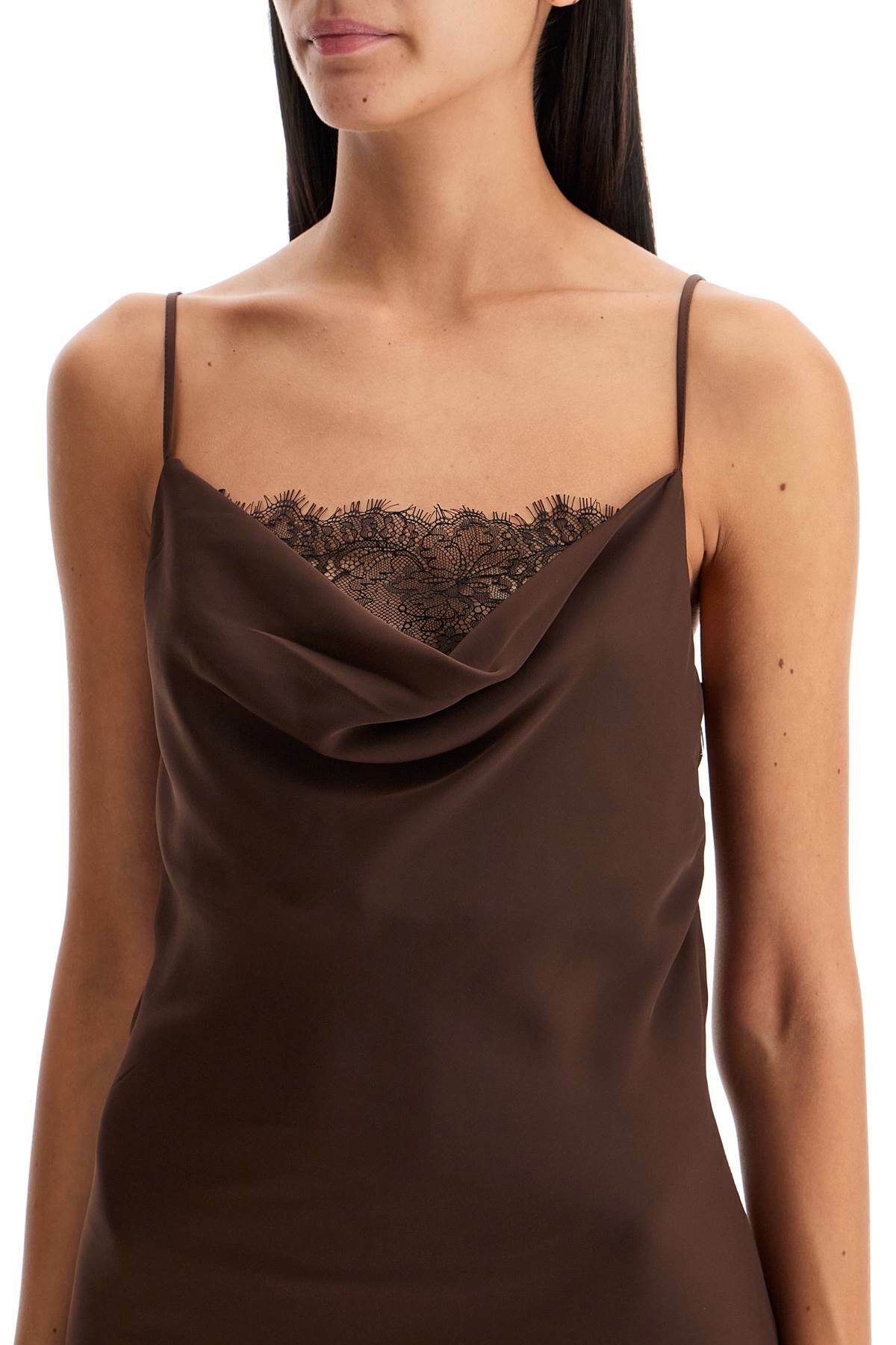 ROTATE lace slip dress with lace Brown ROTATE Birger Christensen