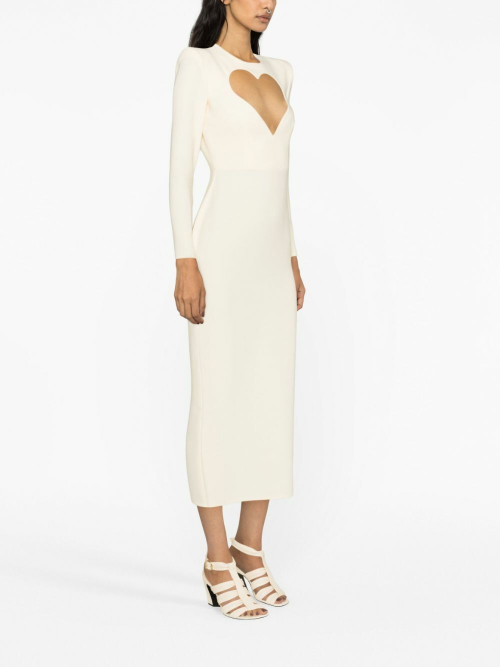 Alex Perry White Monroe Heart Cut-Out Midi Dress Alex Perry