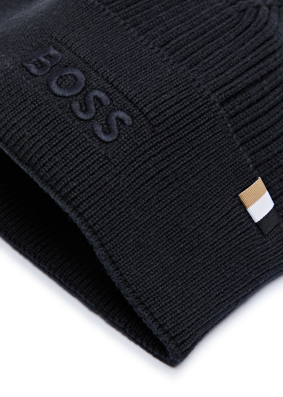 Boss Magico Logo Cotton-blend Beanie - Blue - One Size BOSS