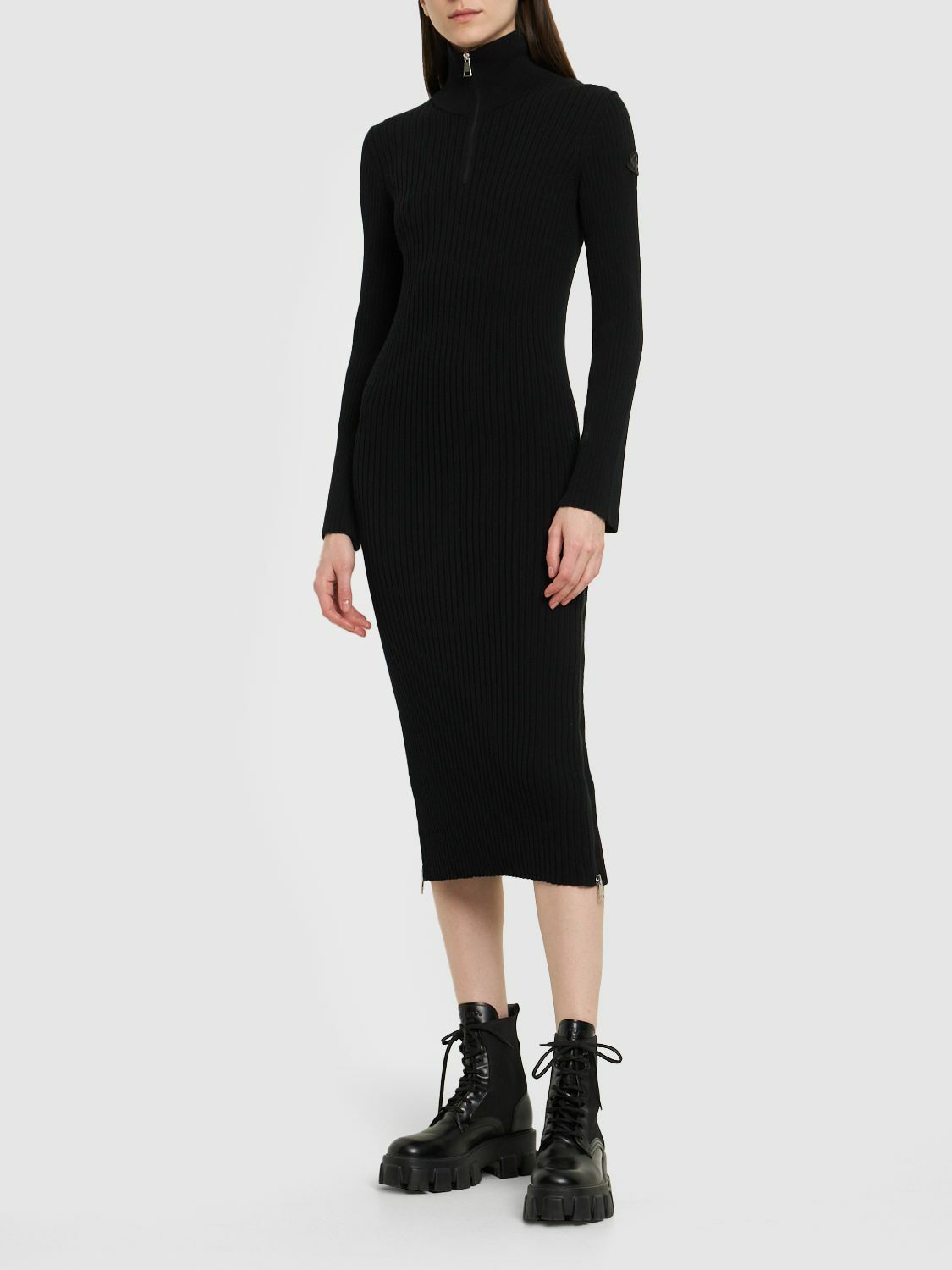 MONCLER - Maxi Knit Viscose Blend Crepe Dress Moncler