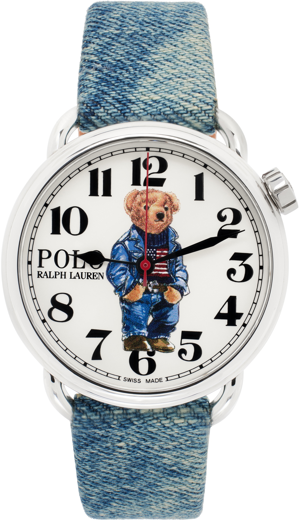 Polo Ralph Lauren Silver & Blue Denim Polo Bear Steel Watch Polo Ralph ...