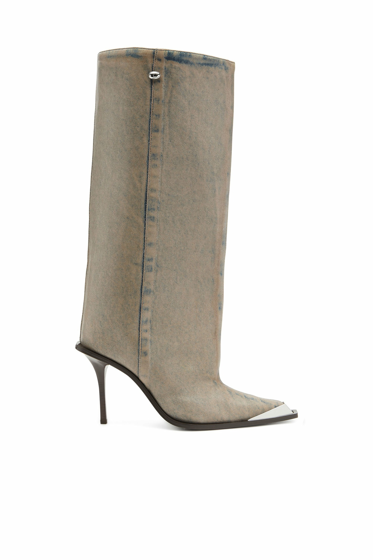 Diesel D-Tona-Knee-high boots in coated solarised denim - Boots Womens ...