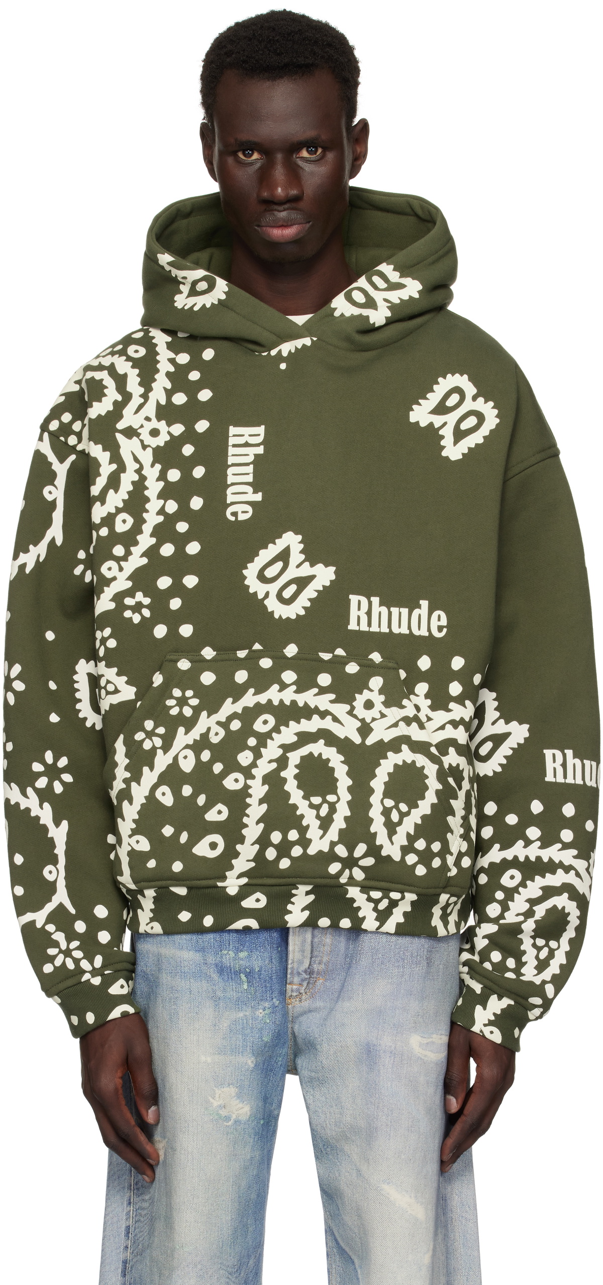 Rhude Khaki Bandana Print Hoodie Rhude