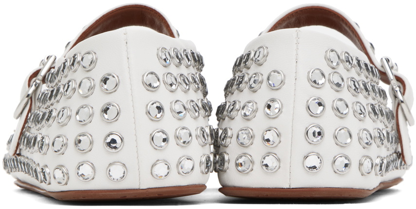 ALAÏA White Strass Ballerina Flats ALAÏA