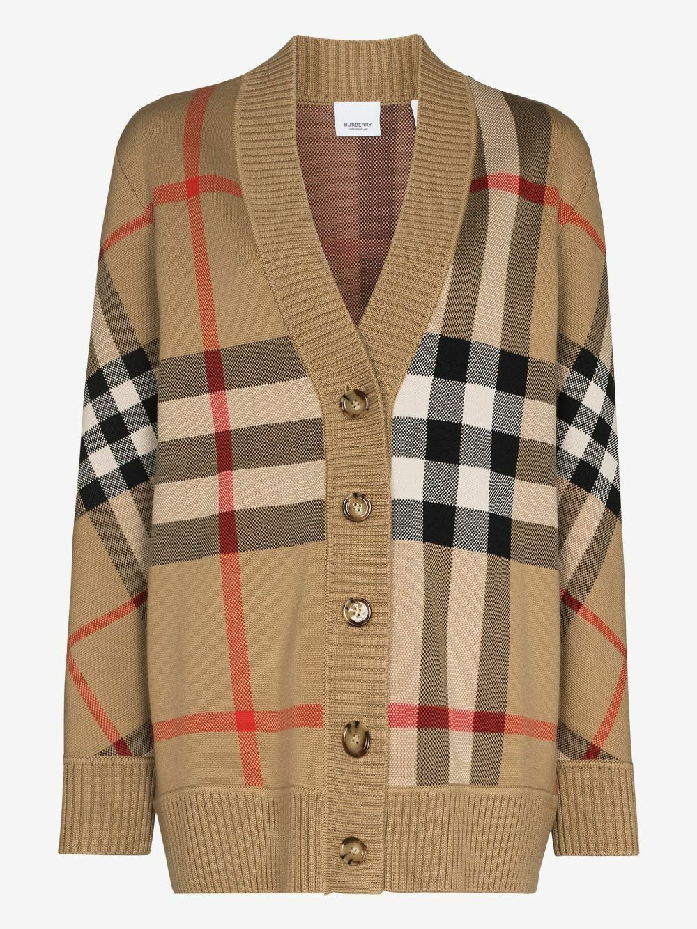 Burberry Neutral Vintage Check V-Neck Cardigan Burberry