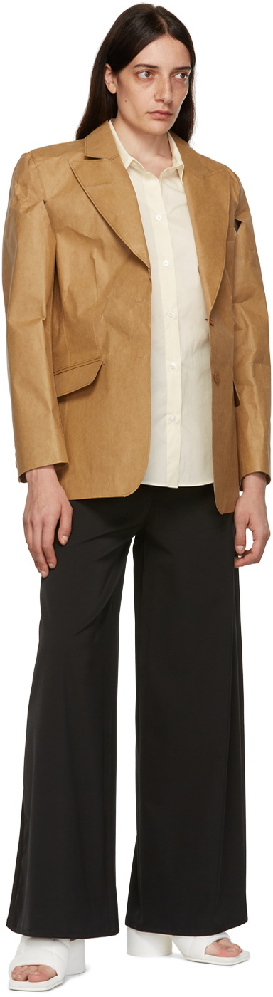 MM6 Maison Margiela Tan Jacron Paper Blazer MM6 Maison Margiela