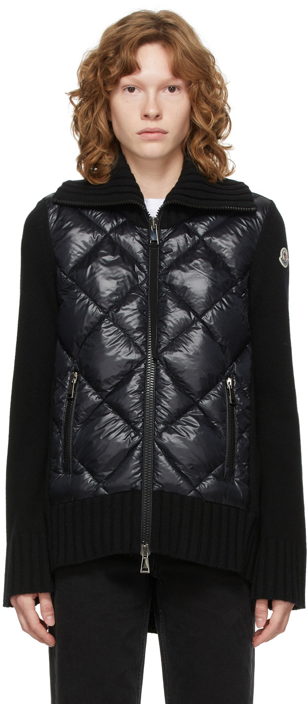 Moncler Black Down Paneled Turtleneck Jacket Moncler