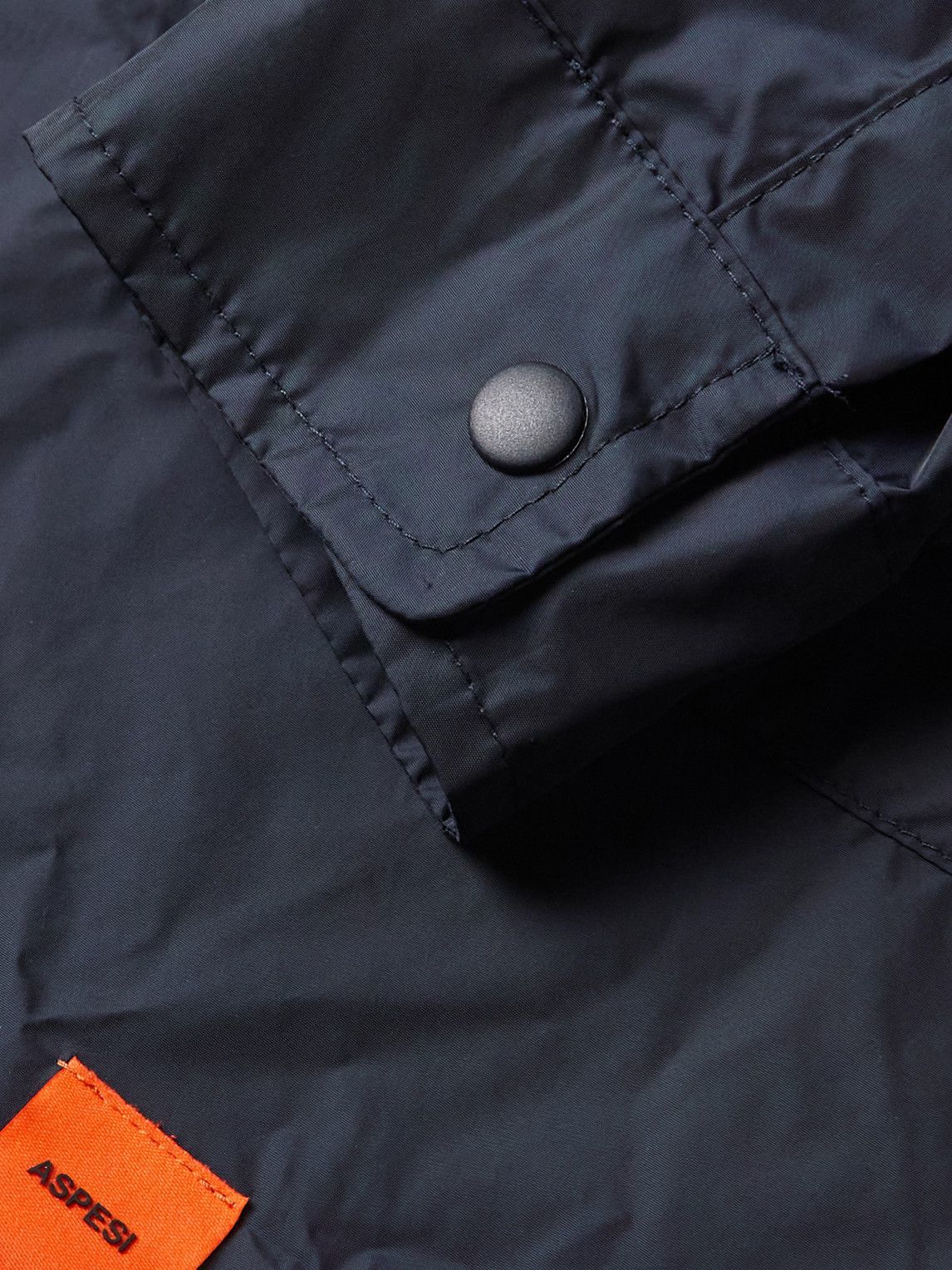Aspesi - Logo-Appliquéd Nylon Shirt - Blue Aspesi