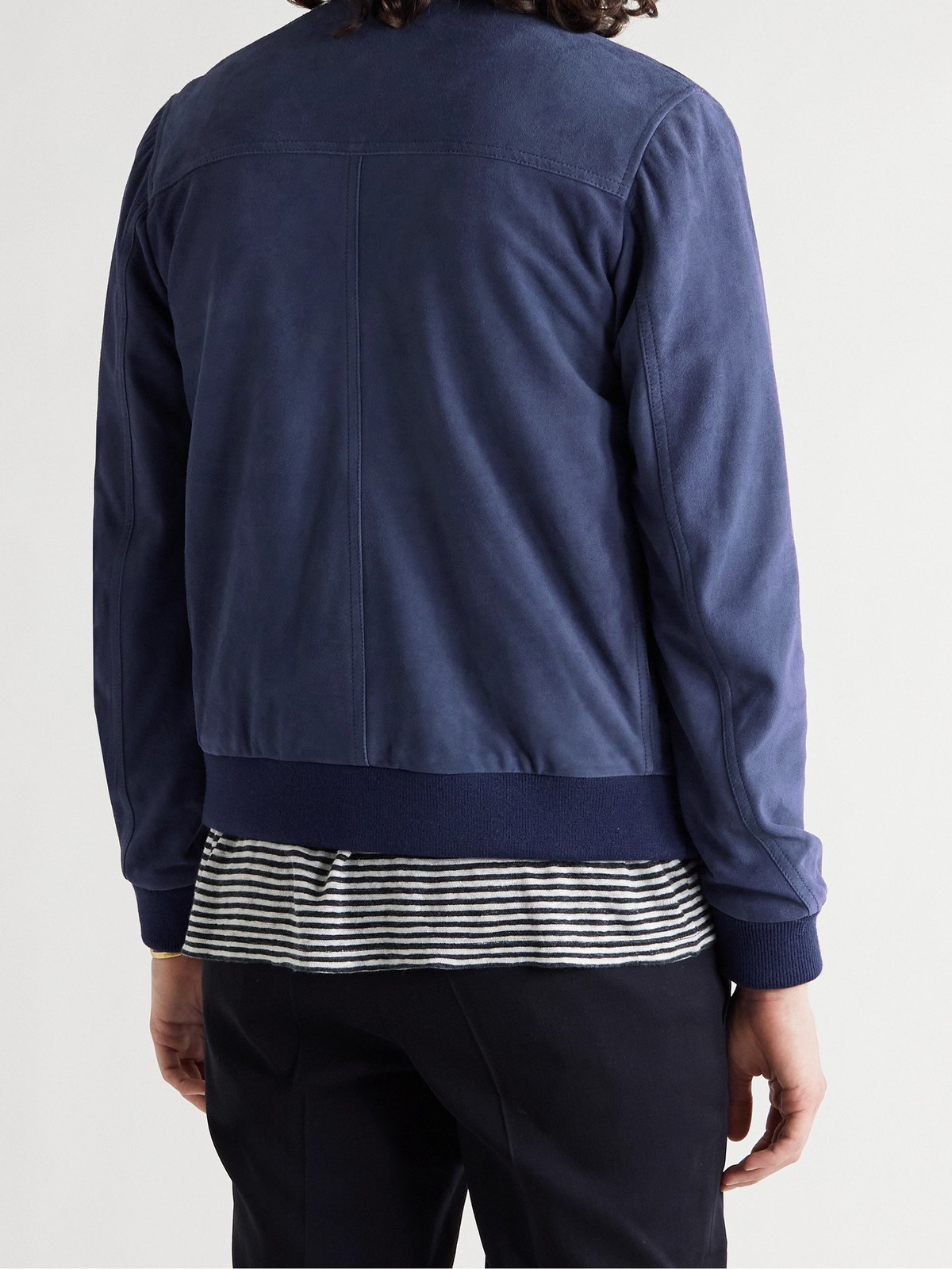 VALSTAR - Valstarino Slim-Fit Suede Bomber Jacket - Blue Valstarino