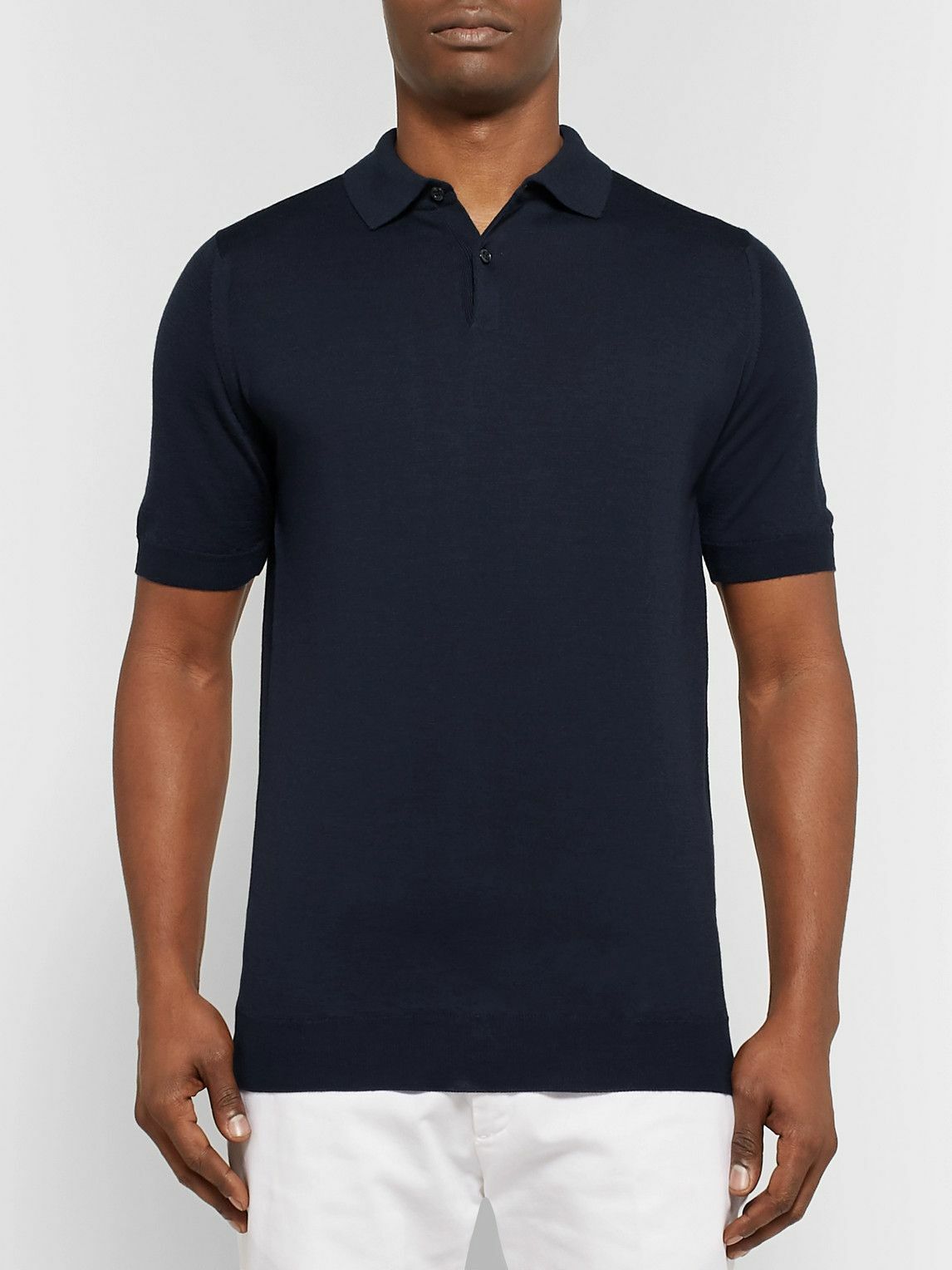 John Smedley - Payton Slim-Fit Wool Polo Shirt - Blue John Smedley