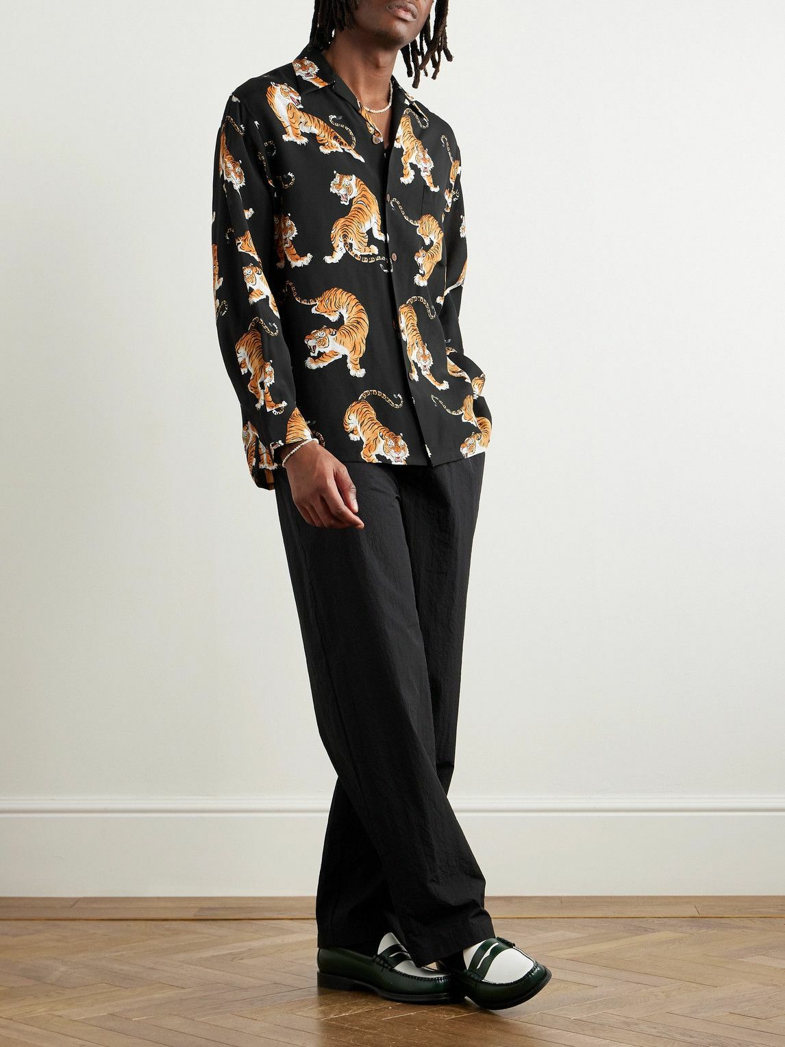 Wacko Maria - Tim Lehi Convertible-Collar Printed Voile Shirt - Black ...