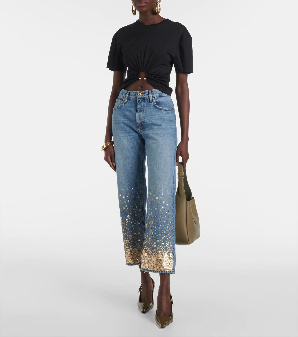 Frame The Champagne embellished straight jeans Frame Denim