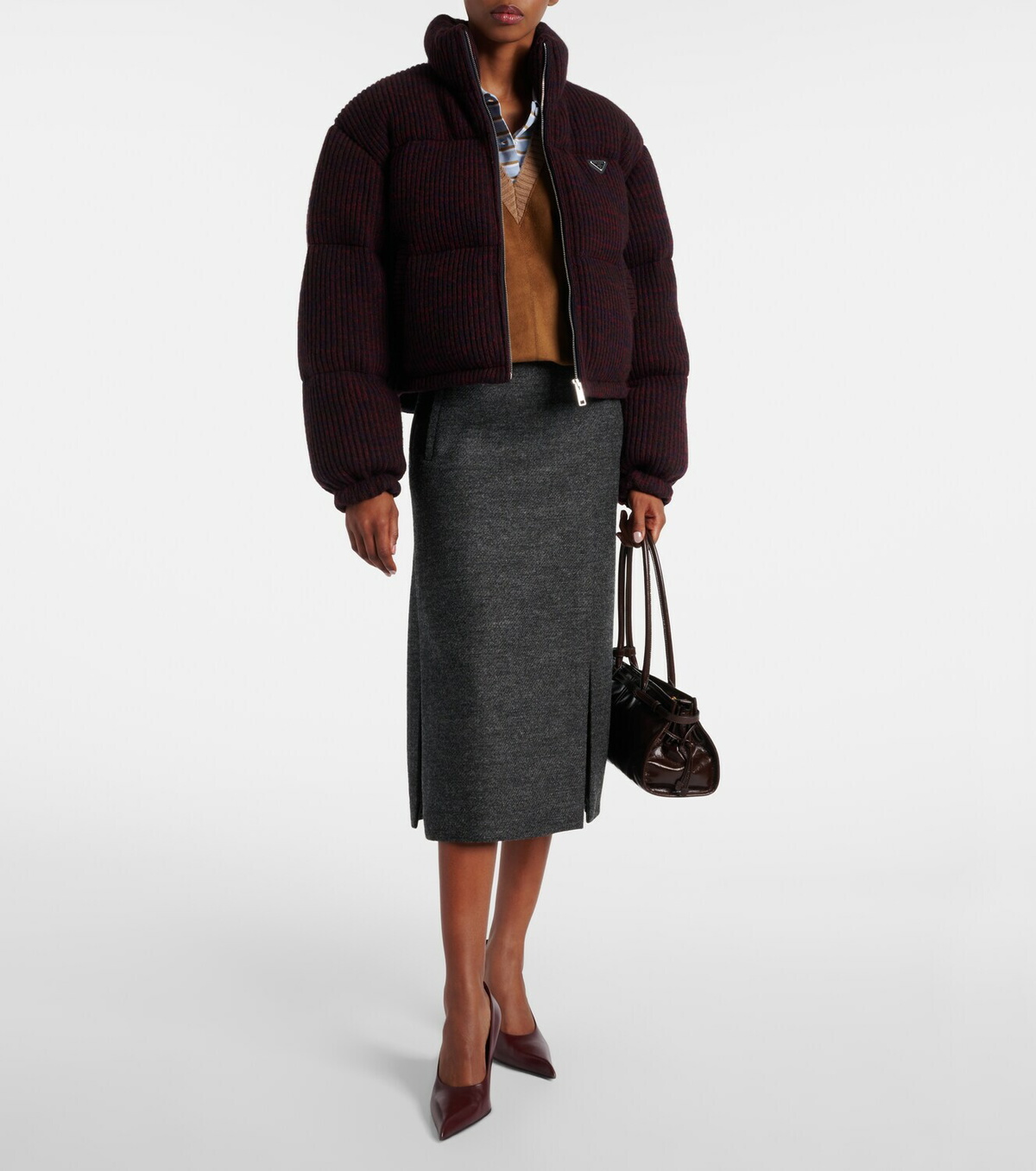 Prada Cropped wool and cashmere down jacket Prada
