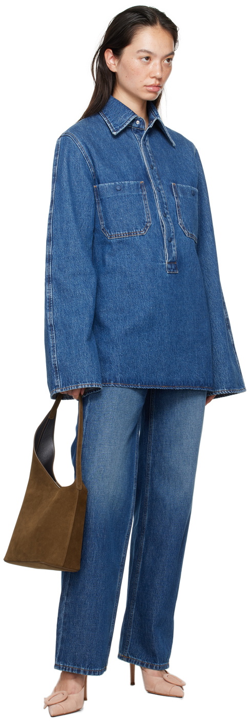 BITE Blue Curved Pull On Denim Shirt BITE