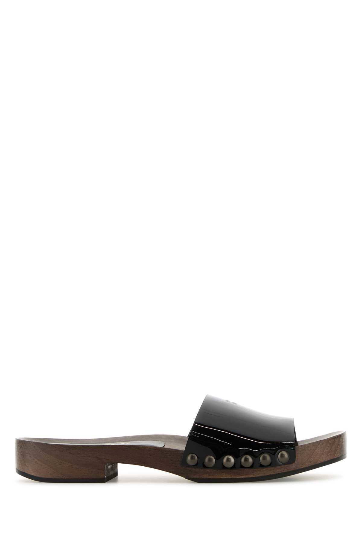 Miu Miu Black Leather Clogs Miu Miu