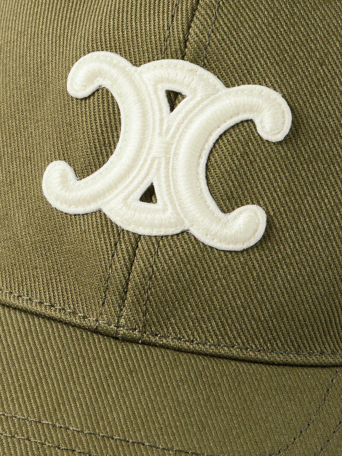 CELINE - Triomphe Logo-Appliquéd Cotton-Blend Drill Baseball Cap ...