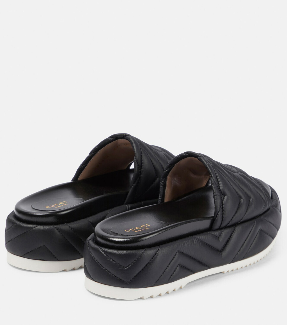 Gucci - Angelina quilted satin platform slides Gucci
