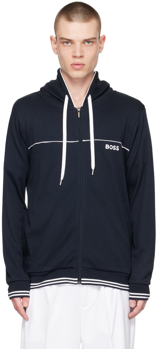 BOSS Navy Embroidered Jacket BOSS