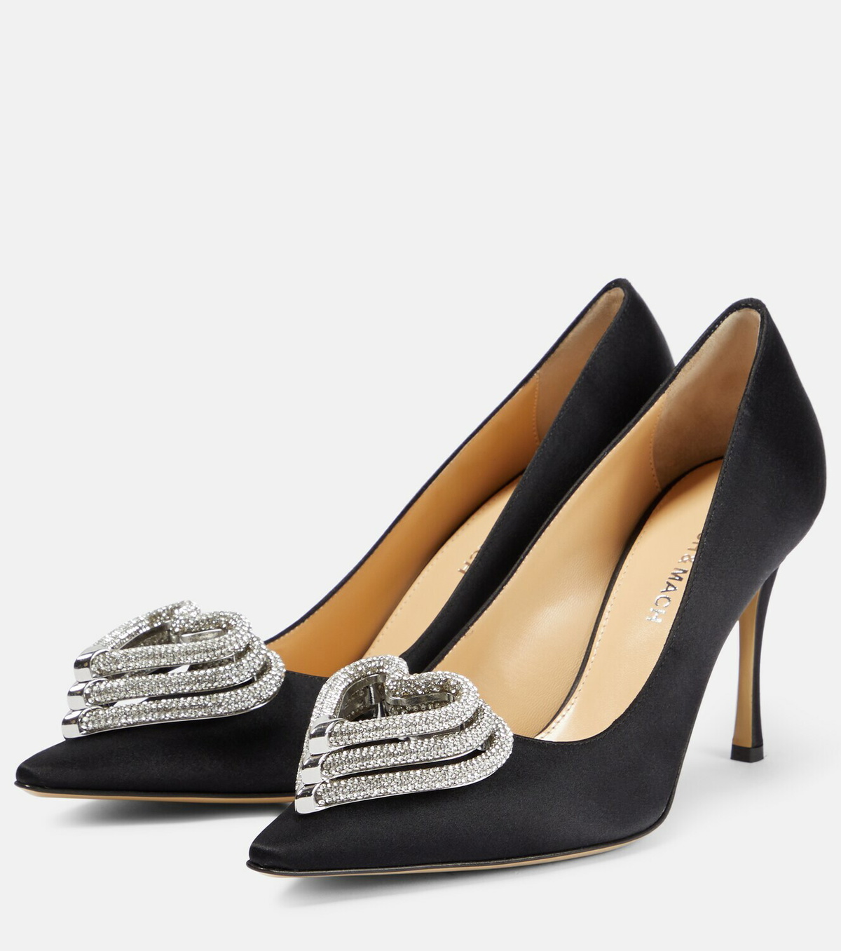 Mach & Mach Triple Heart embellished satin pumps MACH & MACH