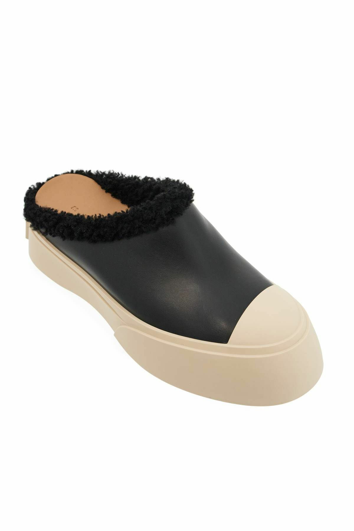 MARNI pablo leather and shearling clog Black Marni