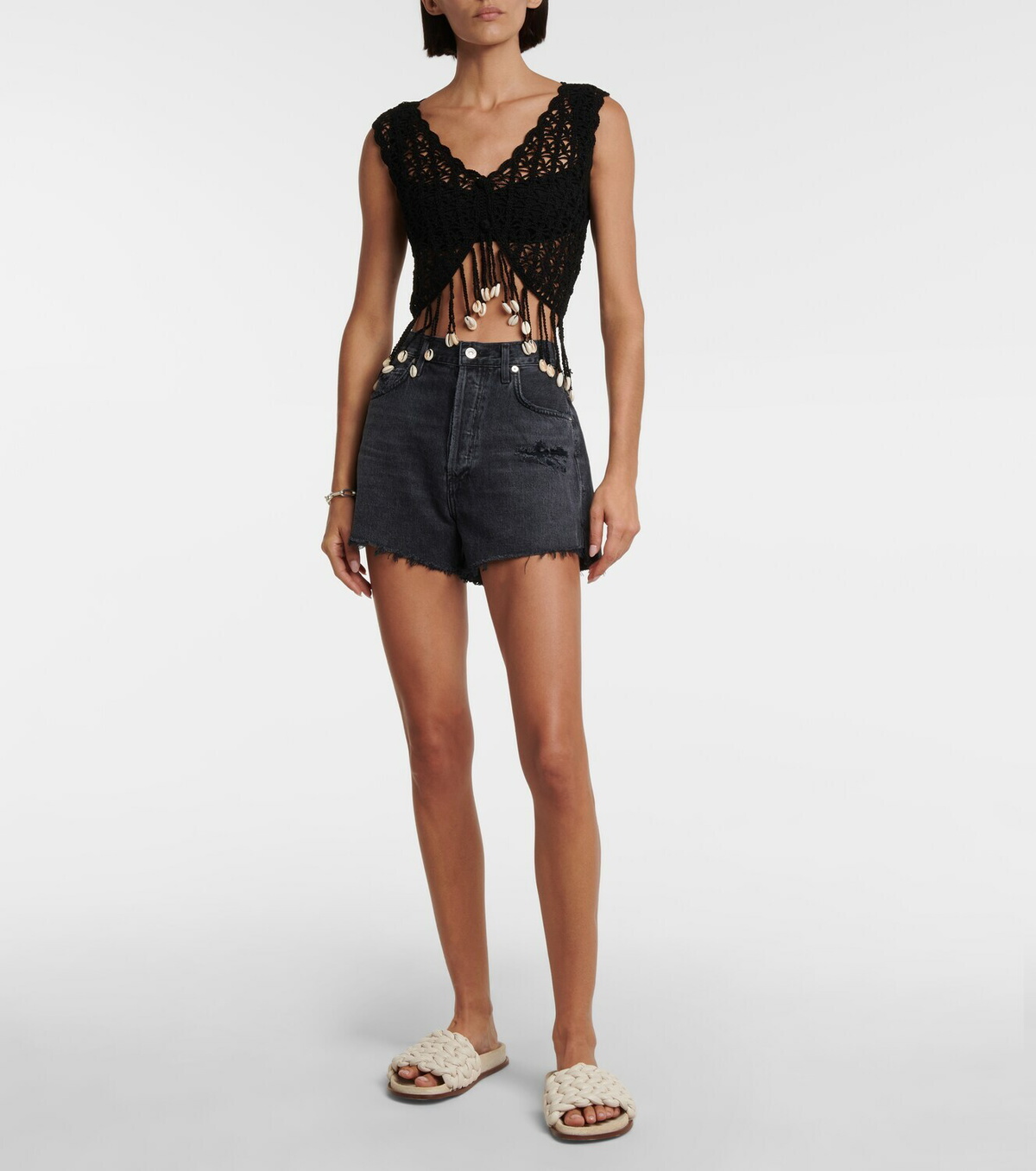 Anna Kosturova Fringed Crochet Crop Top Anna Kosturova