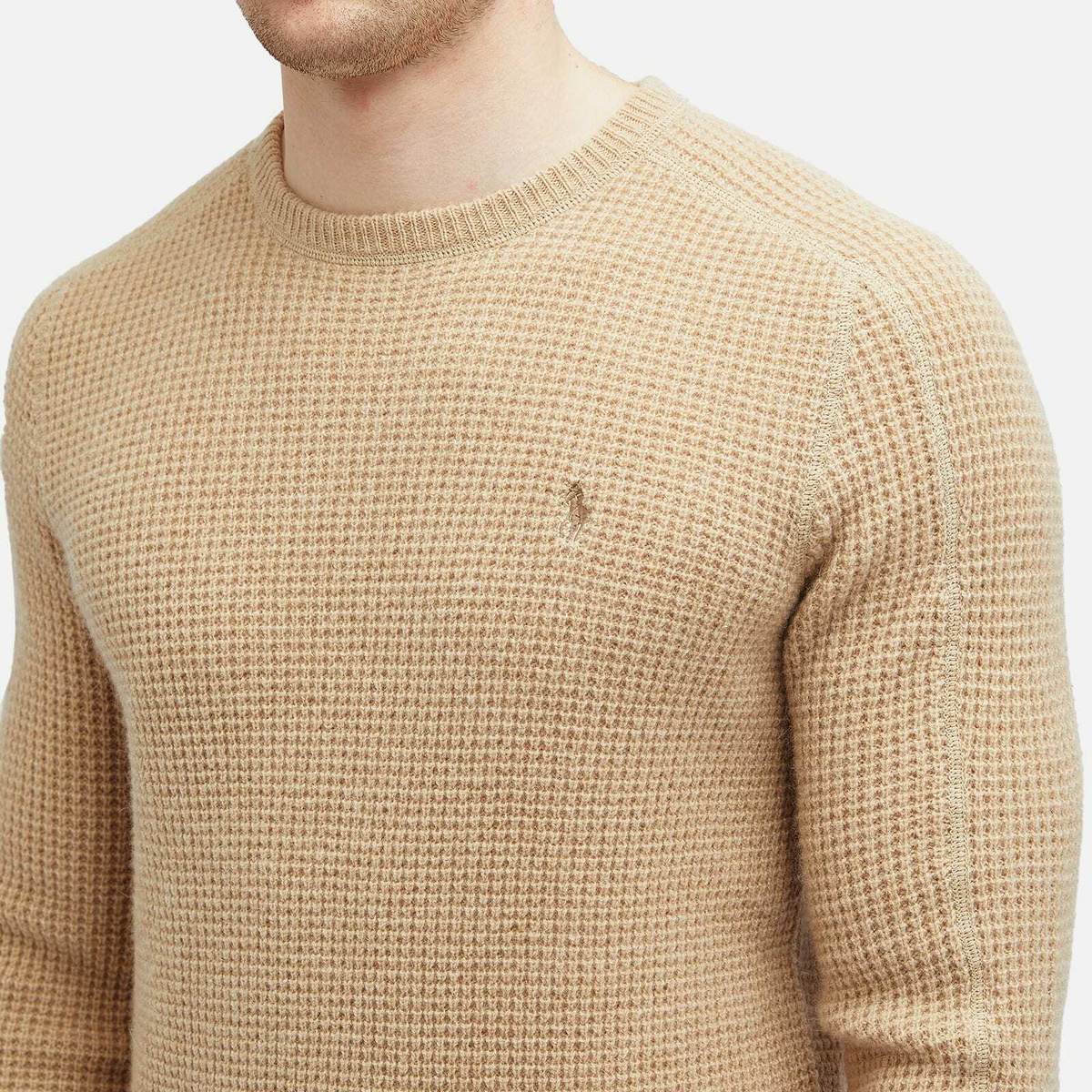 Polo Ralph Lauren Men's Waffle Knit Sweater in Dune Melange Polo Ralph ...