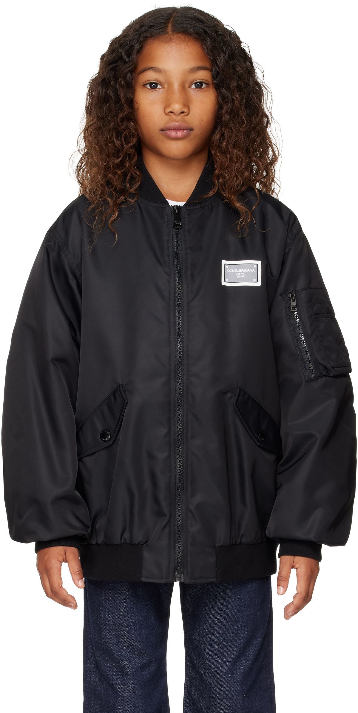 Dolce&Gabbana Kids Black Logo Bomber Jacket Dolce & Gabbana